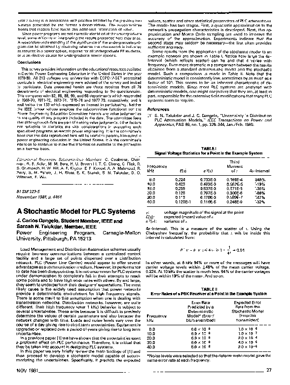 Pdf A Stochastic Model For Plc Systems