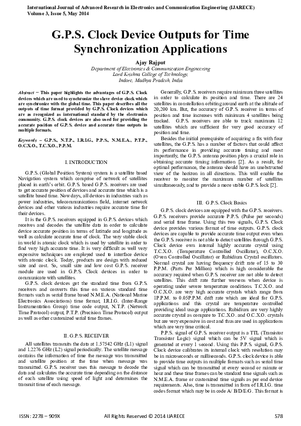 (PDF) G.P.S. Clock Device Outputs for Time Synchronization Applications