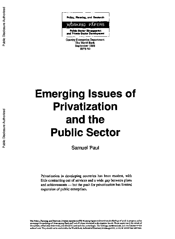(PDF) Emerging issues of privatization and the public sector