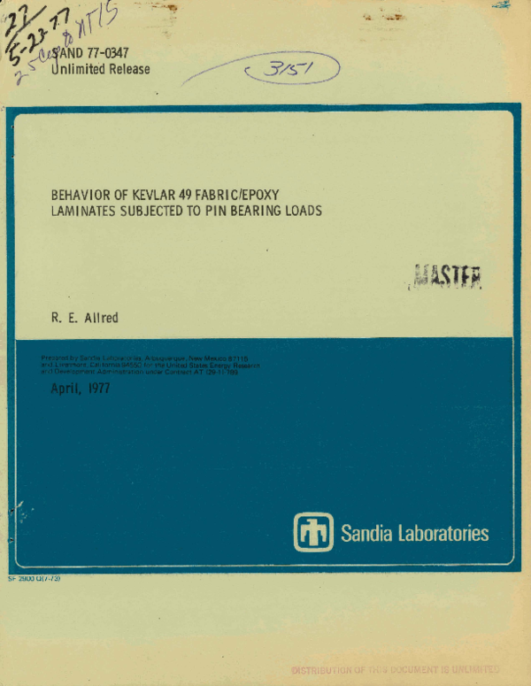 (PDF) Behavior of Kevlar 49 fabric/epoxy laminates subjected to pin ...