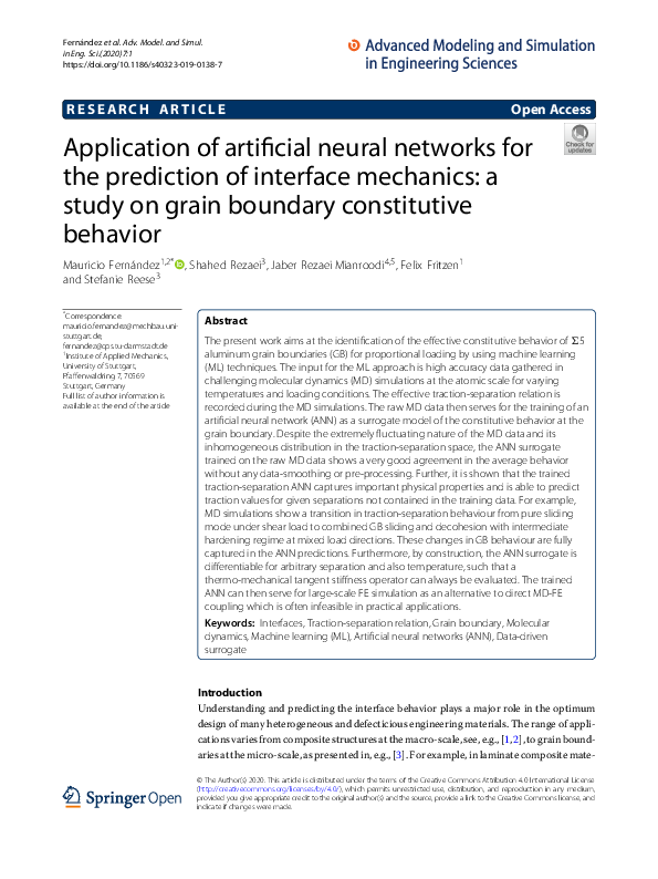 (PDF) Application of artificial neural networks for the prediction of interface mechanics: a ...