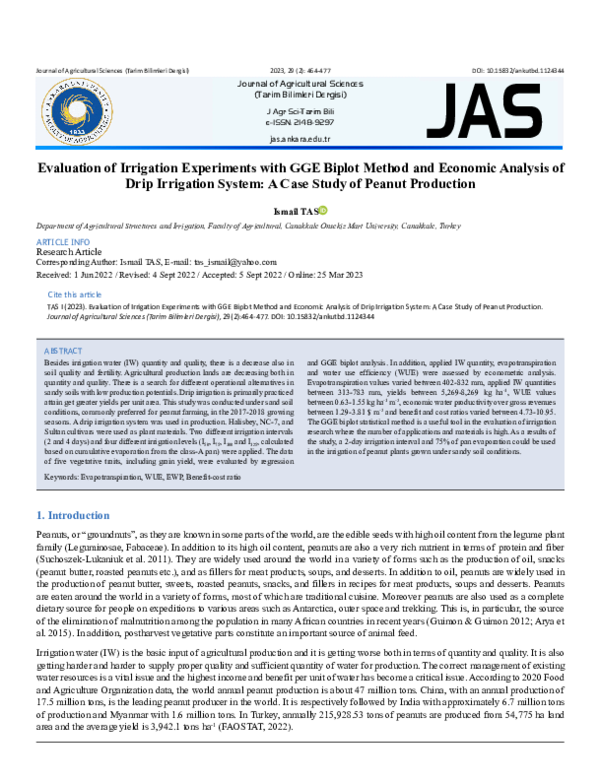 Pdf Evaluation Of Irrigation Experiments With Gge Biplot Method And