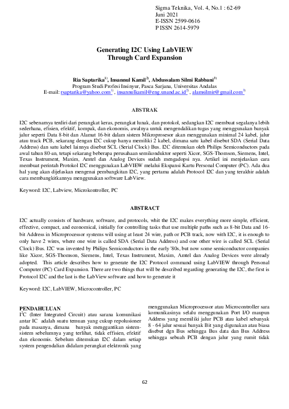 (PDF) Generating I2C Usng LabVIEW Through Card Expansion