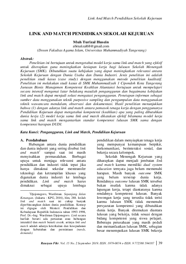 (PDF) Link and Match Pendidikan Sekolah Kejuruan