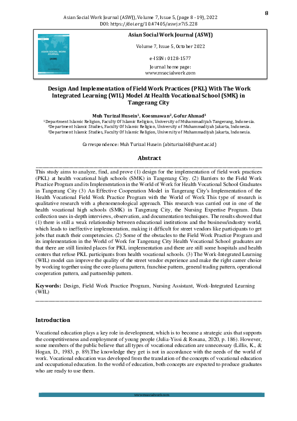 (PDF) Design And Implementation of Field Work Practices (PKL) With The ...