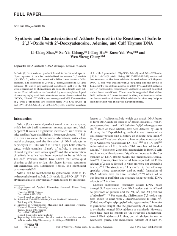 Pdf Synthesis And Characterization Of Adducts Formed In The Reactions