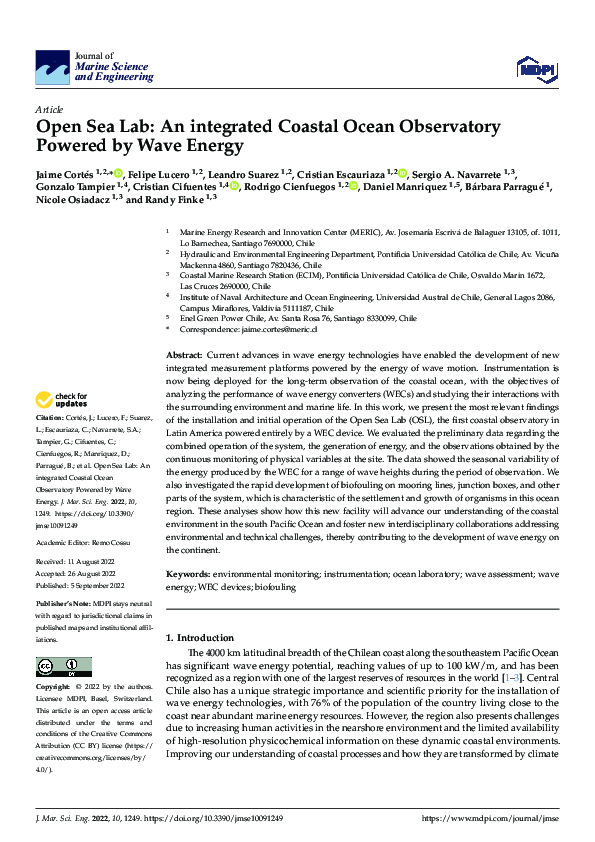 (PDF) Open Sea Lab: An integrated Coastal Ocean Observatory Powered by ...