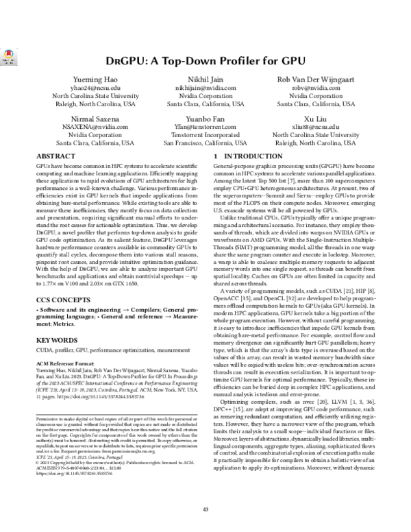 (PDF) DrGPU: A Top-Down Profiler for GPU Applications