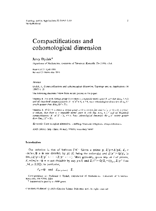 (PDF) Compactifications and cohomological dimension