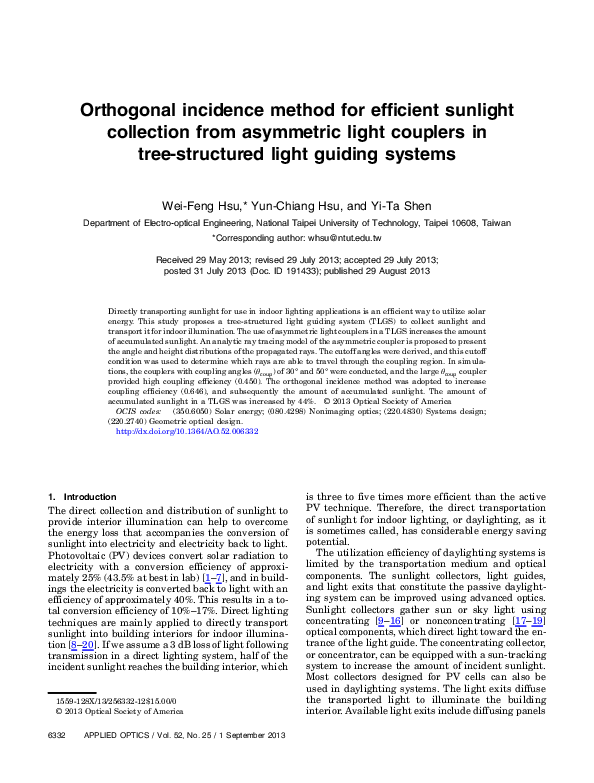 (PDF) Orthogonal incidence method for efficient sunlight collection ...