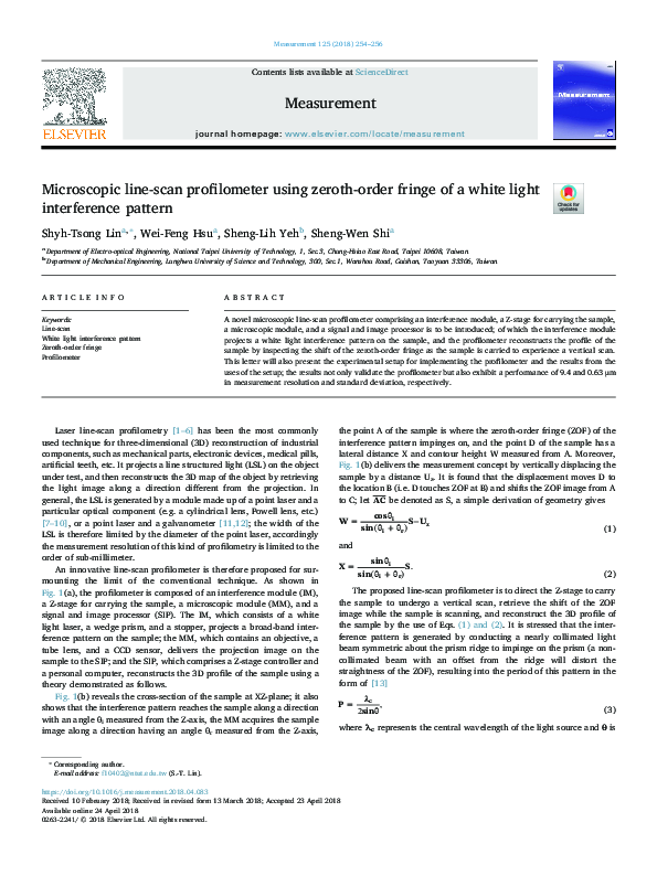 (PDF) Microscopic line-scan profilometer using zeroth-order fringe of a ...