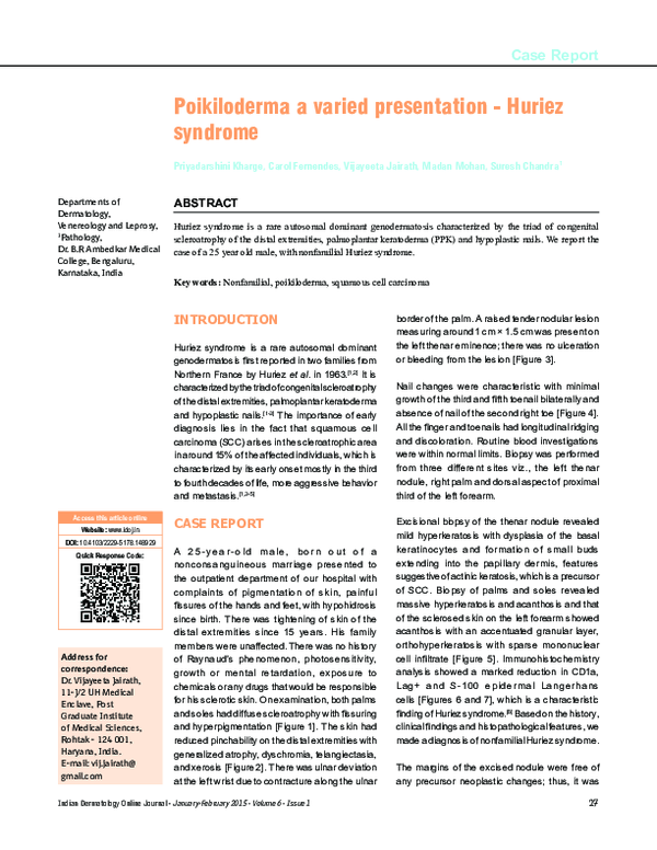 (PDF) Poikiloderma a varied presentation - Huriez syndrome