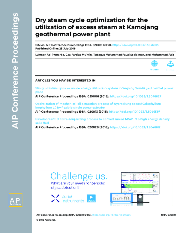 (PDF) Dry steam cycle optimization for the utilization of excess steam ...