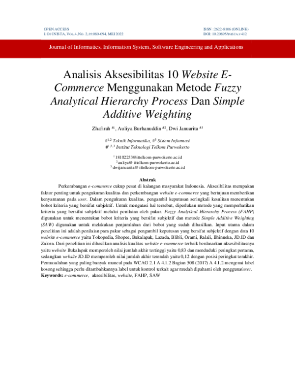(PDF) Analisis Aksesibilitas 10 Website E-Commerce Menggunakan Metode Fuzzy Analytical Hierarchy ...