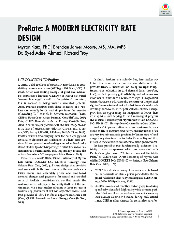 (PDF) ProRate: A Modern Electricity Rate Design
