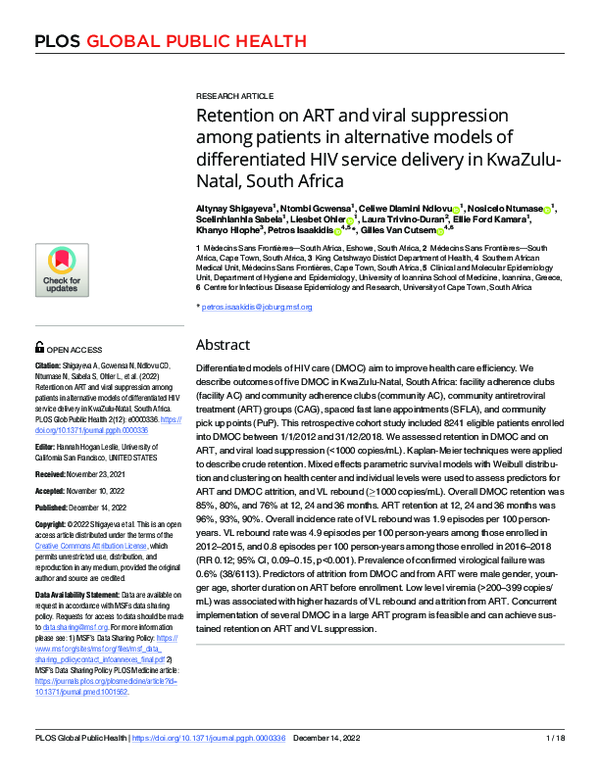 (PDF) Retention on ART and viral suppression among patients in ...