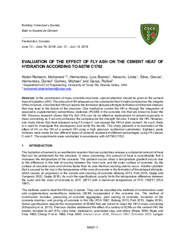 (PDF) Evaluation of the Effect of Fly Ash on the Cement Heat of ...