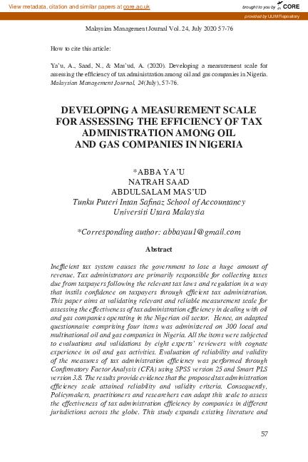 (PDF) Developing a Measurement Scale for Assessing the Efficiency of ...