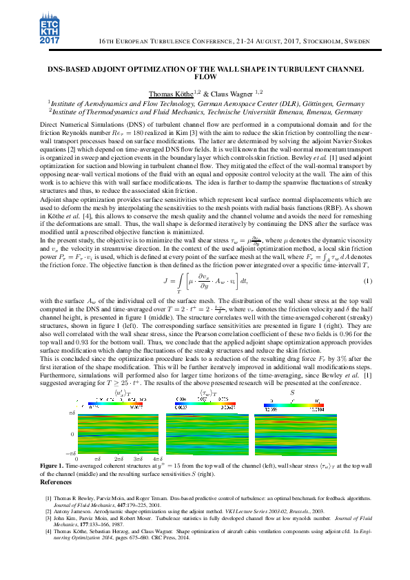 (PDF) DNS-Based Adjoint Optimization of the Wall Shape in Turbulent Channel Flow