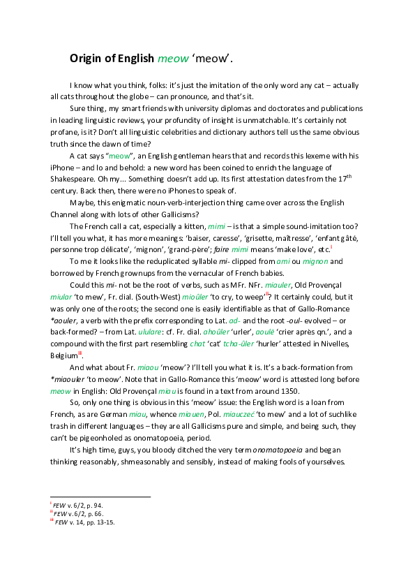 (PDF) Origin of English meow ‘meow’.