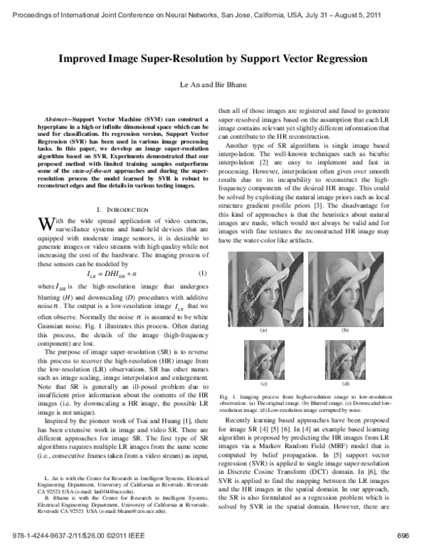 (PDF) Improved image super-resolution by Support Vector Regression