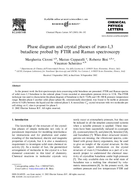 (PDF) Phase diagram and crystal phases of trans-1,3 butadiene probed by ...