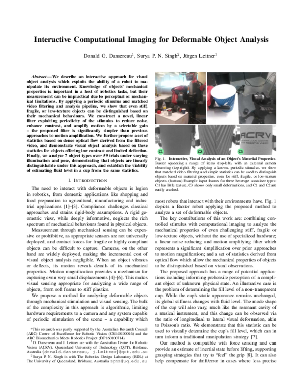 (PDF) Interactive computational imaging for deformable object analysis
