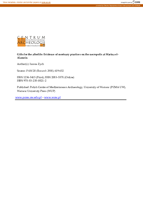 (PDF) Gifts for the Afterlife: Evidence of Mortuary Practices on the Necropolis at Marina El-Alamein