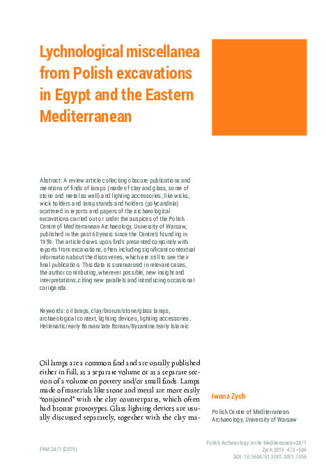 (PDF) Lychnological miscellanea from Polish excavations in Egypt and the Eastern Mediterranean