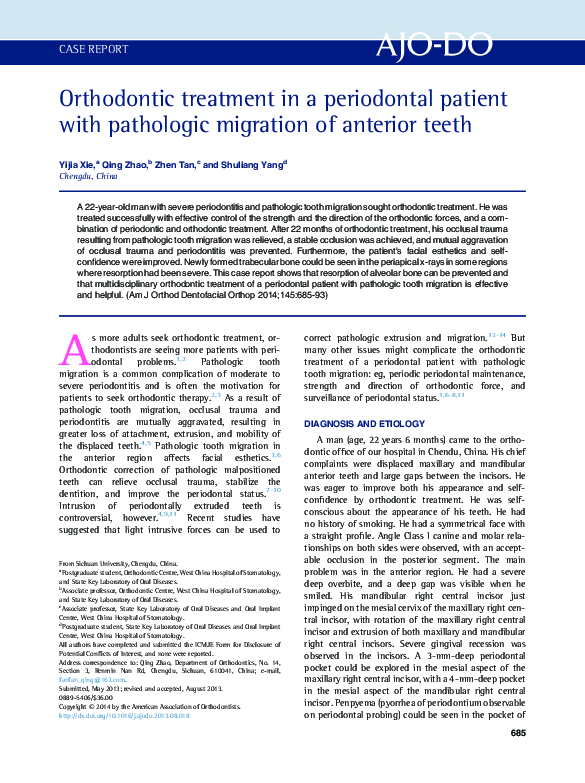 (PDF) Orthodontic treatment in periodontal patients: A case report with ...