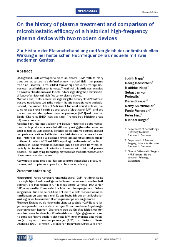 (PDF) On the history of plasma treatment and comparison of ...