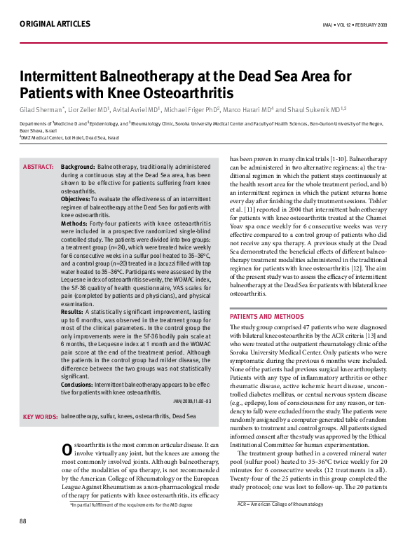(PDF) Intermittent balneotherapy at the Dead Sea area for patients with ...