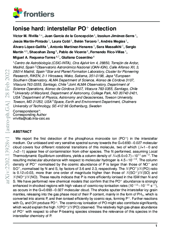 (PDF) Ionise hard: interstellar PO$^{+}$ detection