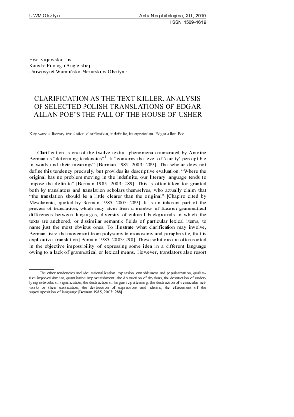 (PDF) Clarification as the Text Killer. Analysis of Selected Polish ...