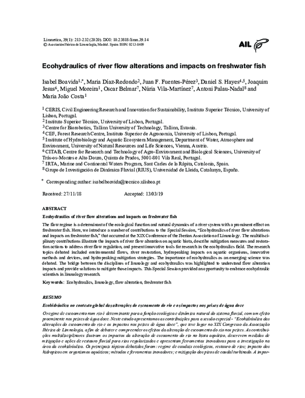 (PDF) Ecohydraulics of river flow alterations and impacts on freshwater ...