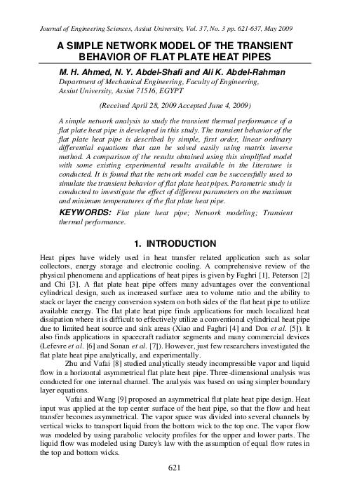 (PDF) A Simple Network Model of the Transient Behavior of Flat Plate Heat Pipes