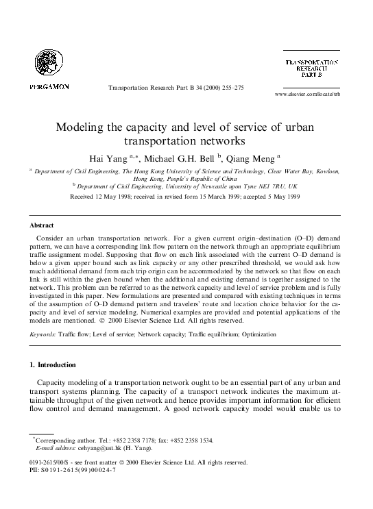(PDF) Modeling the capacity and level of service of urban ...