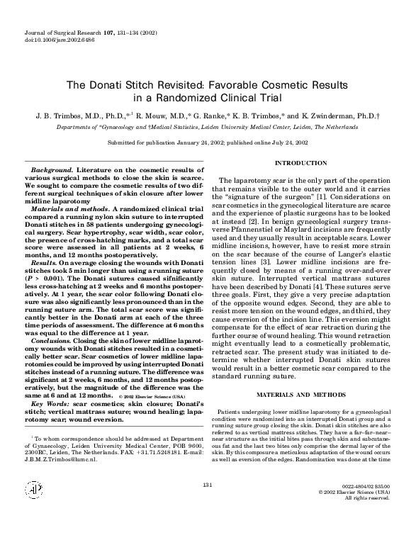 (PDF) The Donati Stitch Revisited: Favorable Cosmetic Results in a ...