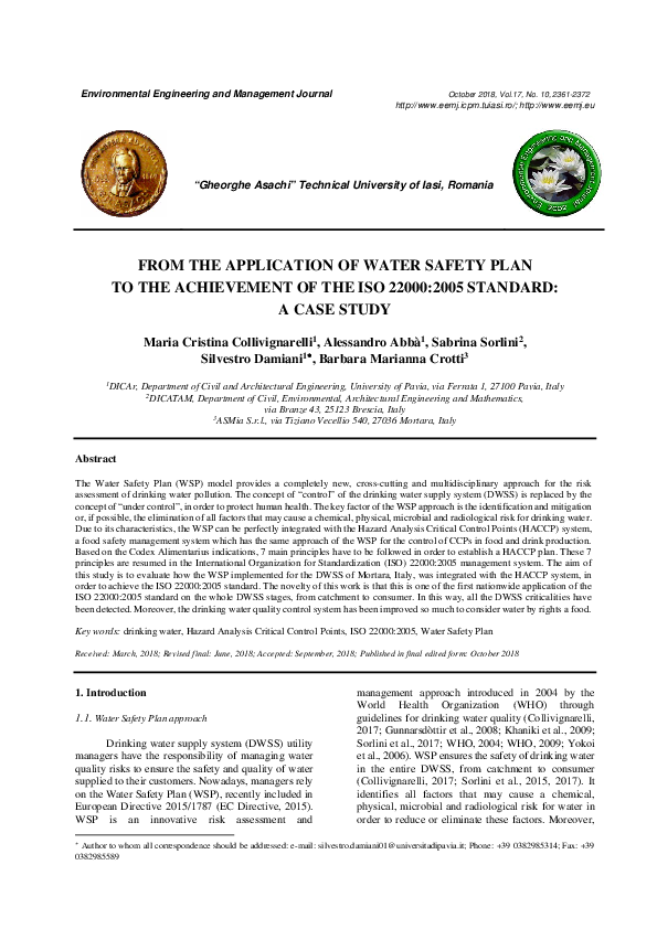 (PDF) From the Application of Water Safety Plan to the Achievement of ...