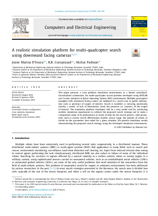 (PDF) Multi-Quadcopter Search Simulation Platform