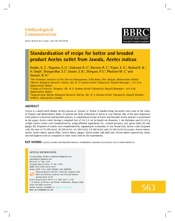 (PDF) Standardisation of recipe for batter and breaded product Acetes ...