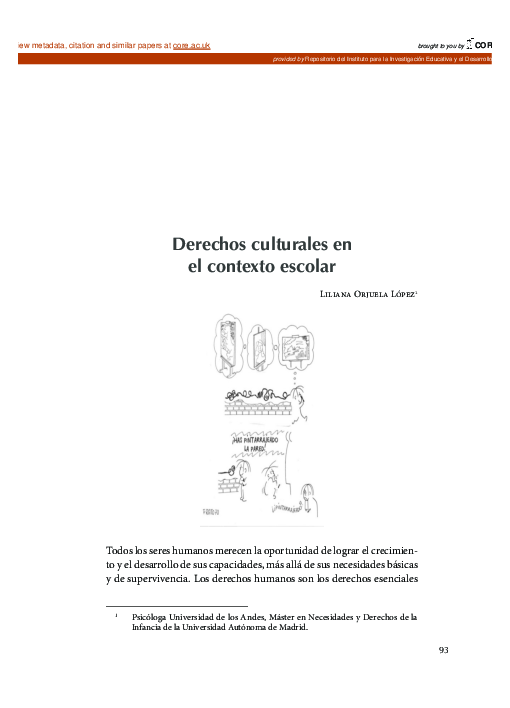 (PDF) Derechos culturales en el contexto escolar