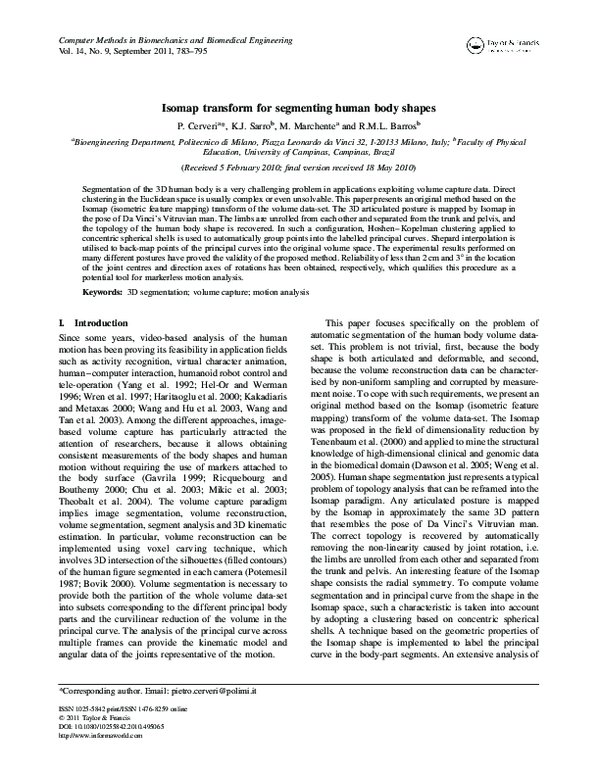 (PDF) Isomap transform for segmenting human body shapes