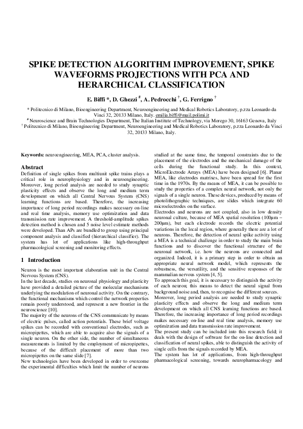 (PDF) Spike detection algorithm improvement, spike waveforms ... (PDF) Spike detection algorithm improvement, spike waveforms ...