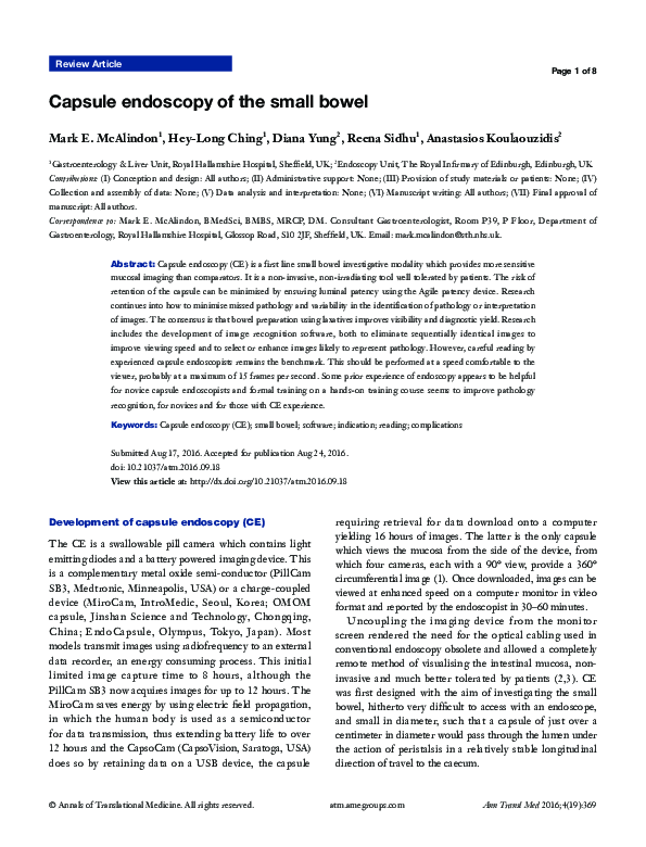 (PDF) Capsule endoscopy of the small bowel