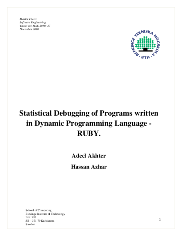 Statistical Debugging Of Programs Written In Dynamic Programming 5919