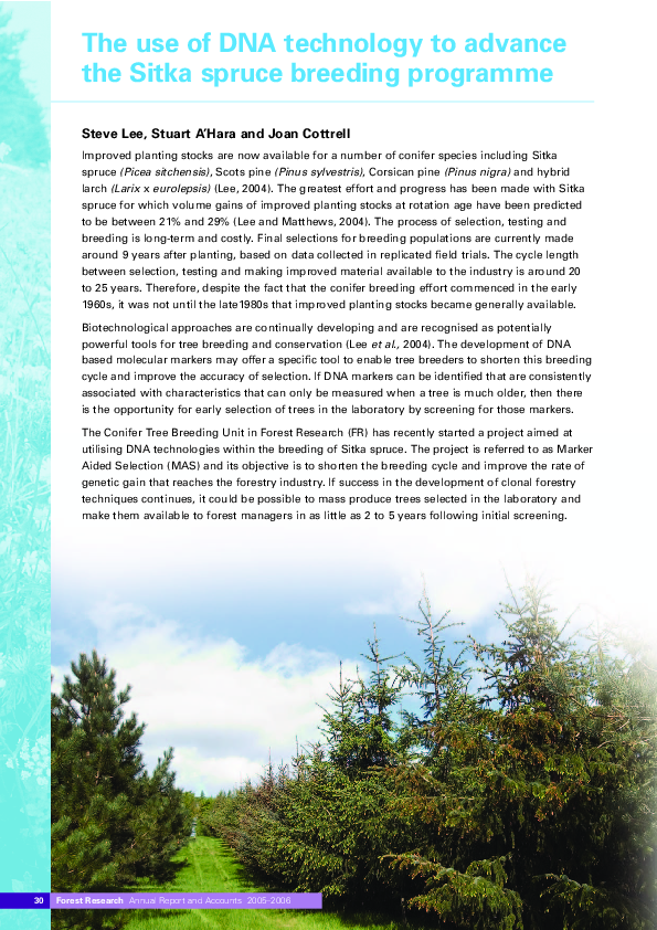 (PDF) The use of DNA technology to advance the Sitka spruce breeding programme