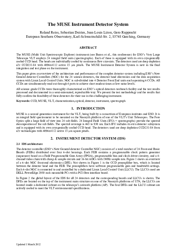 (PDF) The MUSE instrument detector system