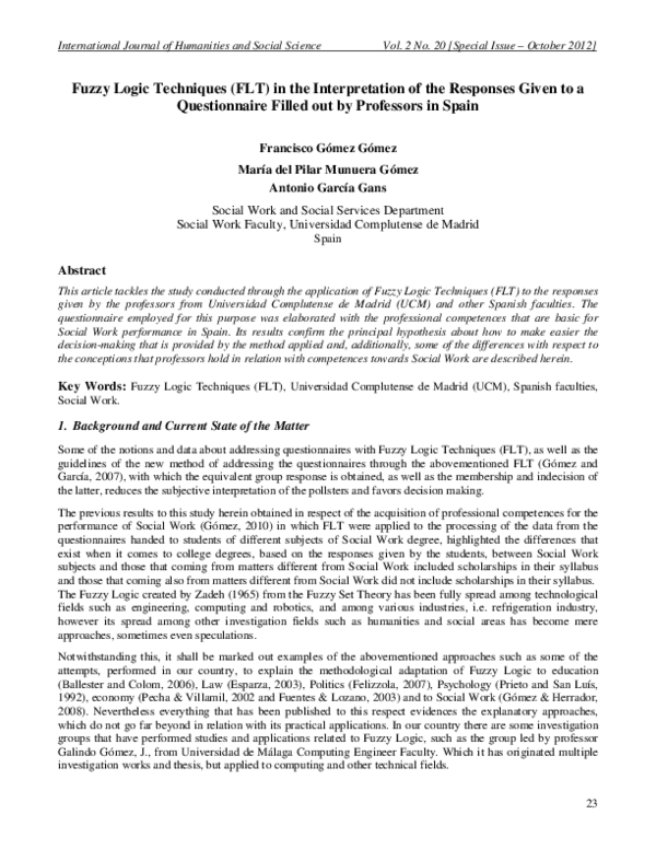 (PDF) Fuzzy Logic Techniques (FLT) in the Interpretation of the Responses Given to a ...
