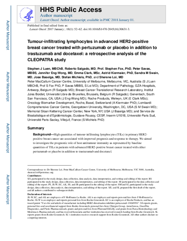 (PDF) Tumour-infiltrating lymphocytes in advanced HER2-positive breast ...